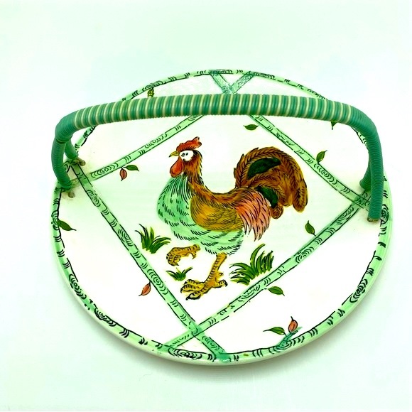 Kitchen | Vintage Rooster Serving Plate With Handle | Poshmark